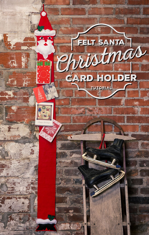 Felt Santa Christmas Card Holder – Man Sewing