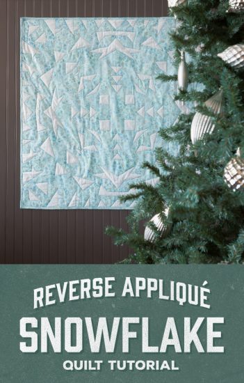 Reverse Appliqué Snowflake Quilt - Man Sewing