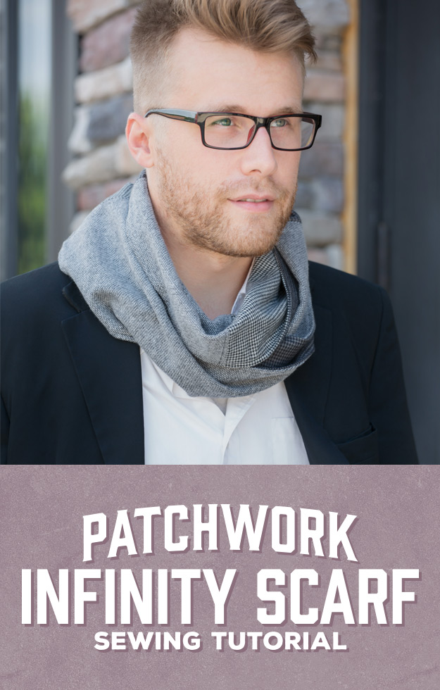 Patchwork Infinity Scarf – Man Sewing