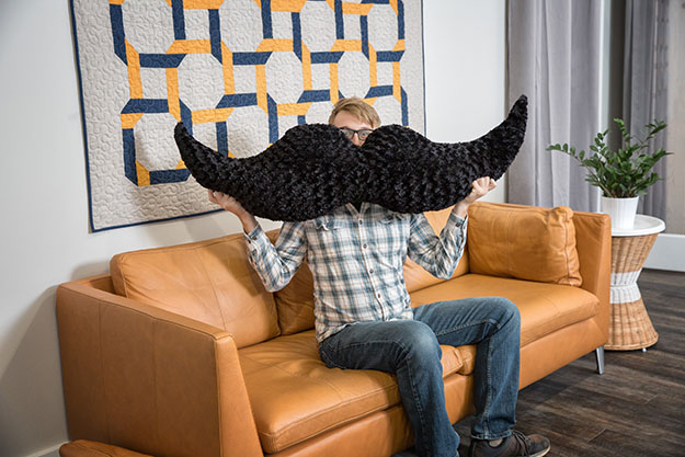 Movember Moustache Pillow – Man Sewing