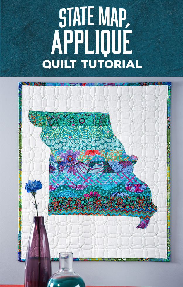 State Map Appliqué Quilt – Man Sewing